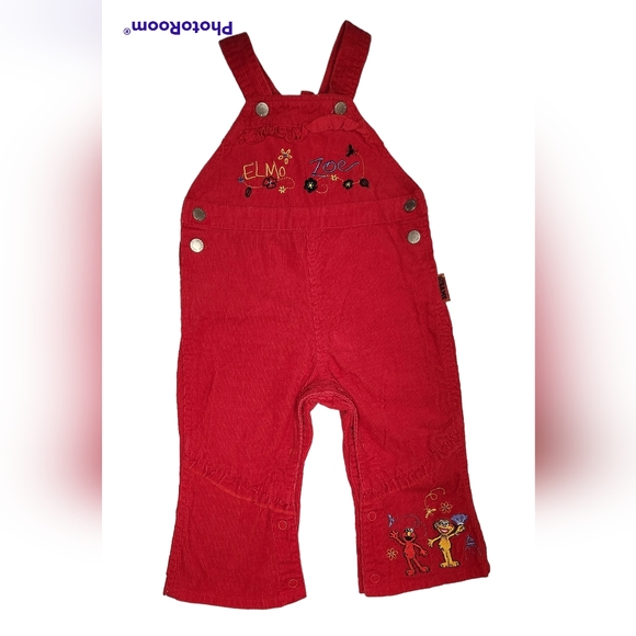 Sesame Street | One Pieces | Sesame Street Elmo Zoe Red Overalls 2 ...